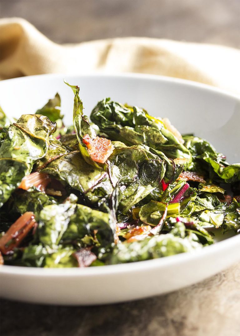 Swiss Chard Chips - Just a Little Bit of Bacon