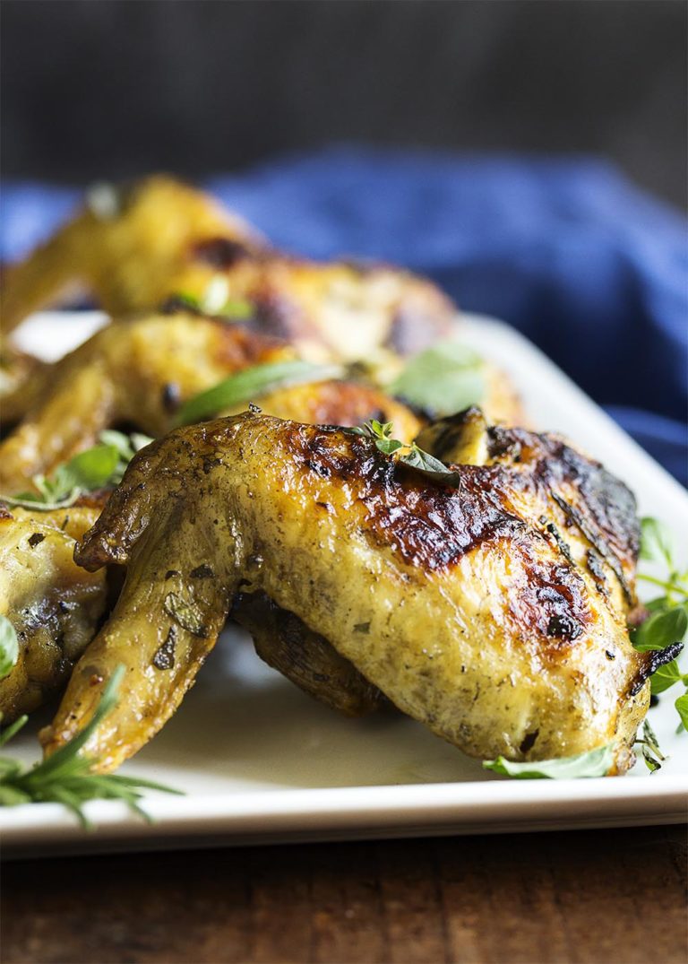 Herb Marinated Grilled Chicken Wings - Just a Little Bit of Bacon