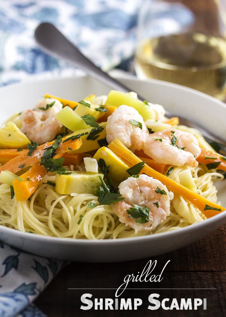Grilled Shrimp Scampi With Mixed Vegetables - Just a Little Bit of Bacon