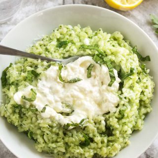 Lemon Basil Risotto with Burrata - Just a Little Bit of Bacon