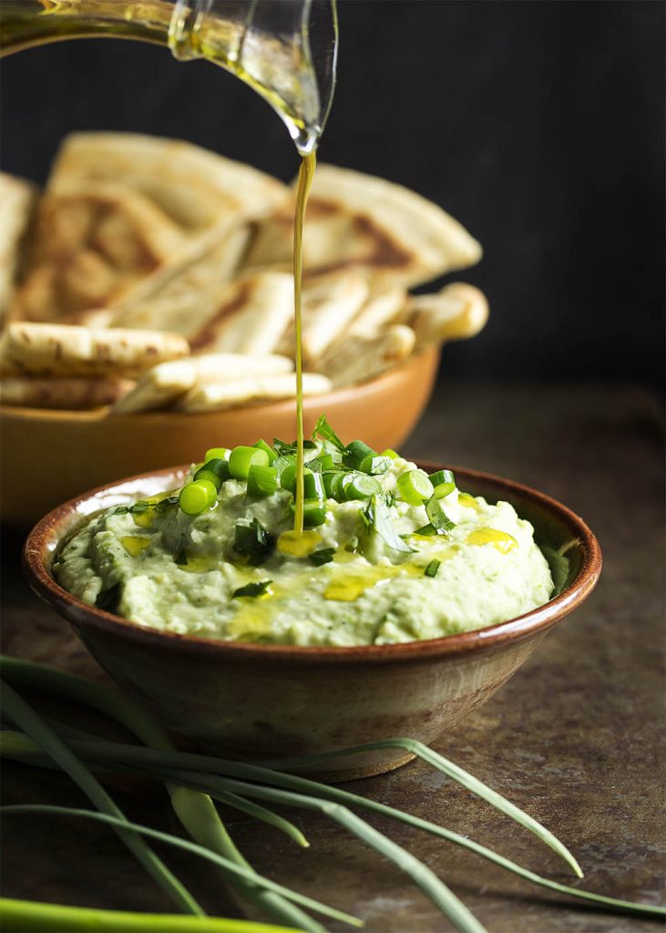White Bean and Garlic Scape Dip - Just a Little Bit of Bacon