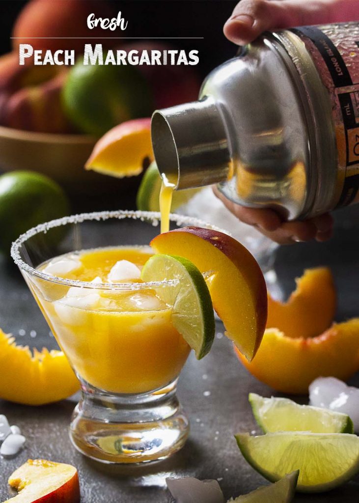 Fresh Peach Margarita on the Rocks - Just a Little Bit of Bacon