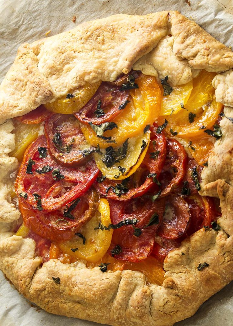 Goat Cheese and Heirloom Tomato Galette - Just a Little Bit of Bacon