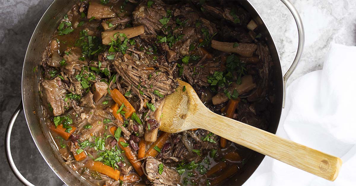 Italian Beef Braised in Barolo - Just a Little Bit of Bacon
