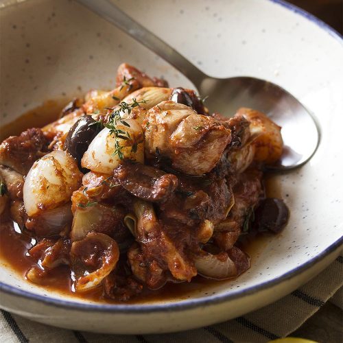 Greek Lamb and Artichoke Stew - Just a Little Bit of Bacon