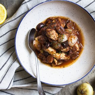 Greek Chicken Stifado (Stew) - Just a Little Bit of Bacon