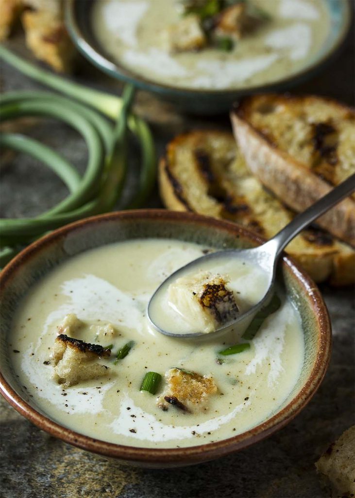 Cold Potato and Garlic Scape Soup (Vichyssoise) - Just a Little Bit of ...