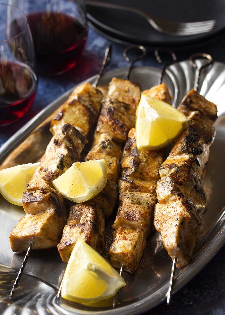 Grilled Spanish Swordfish Kebabs - Just a Little Bit of Bacon