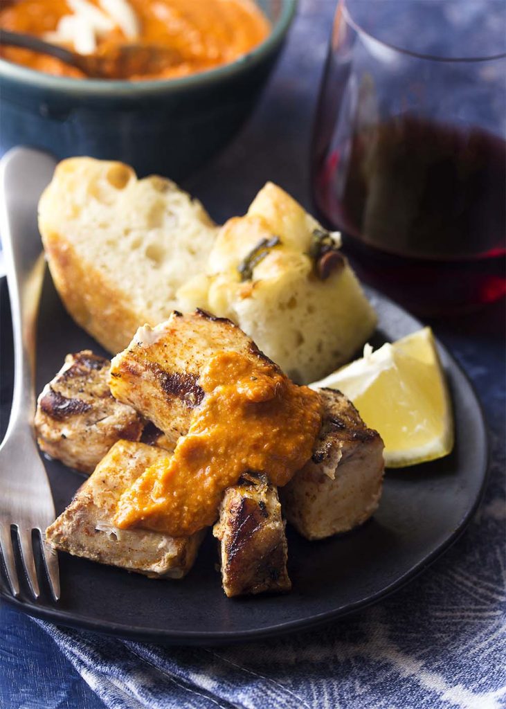 Grilled Spanish Swordfish Kebabs - Just a Little Bit of Bacon