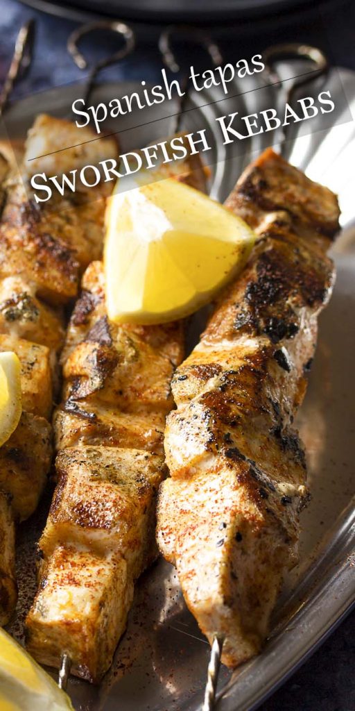 Grilled Spanish Swordfish Kebabs - Just a Little Bit of Bacon