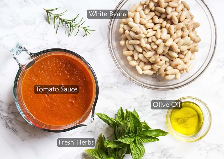 Italian White Beans in Tomato Sauce - Just a Little Bit of Bacon