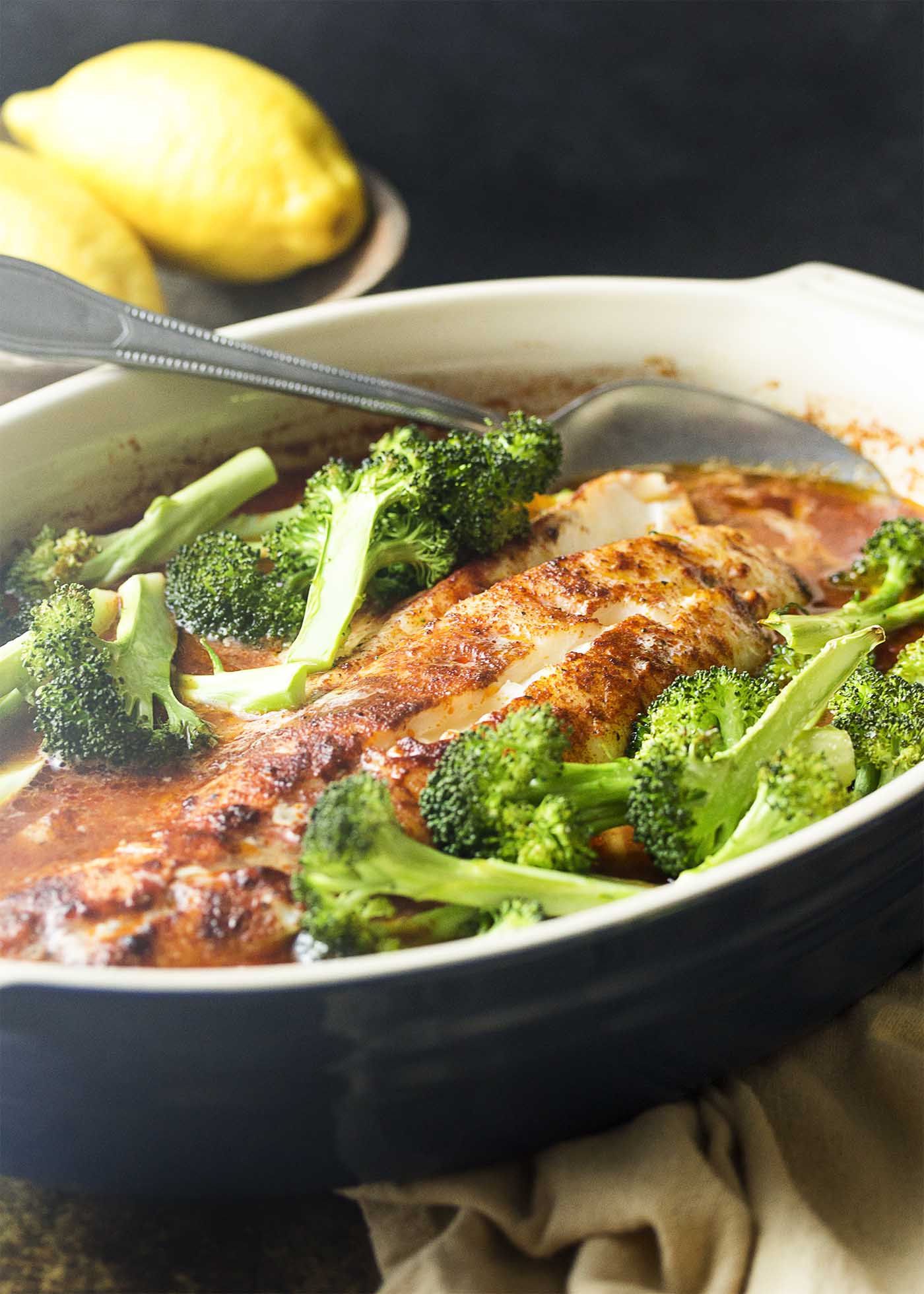 Slow Roasted Cod in Smoky Tomato Sauce - Just a Little Bit of Bacon