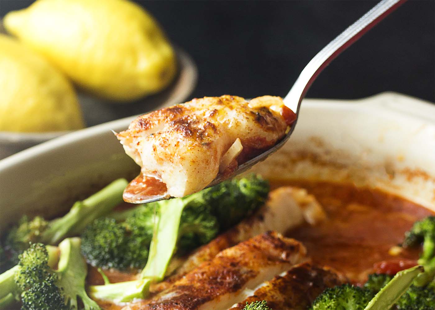 Slow Roasted Cod in Smoky Tomato Sauce - Just a Little Bit of Bacon